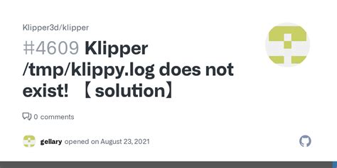 Klipper Tmp Klippy Log Does Not Exist Solution Issue Klipper D Klipper Github