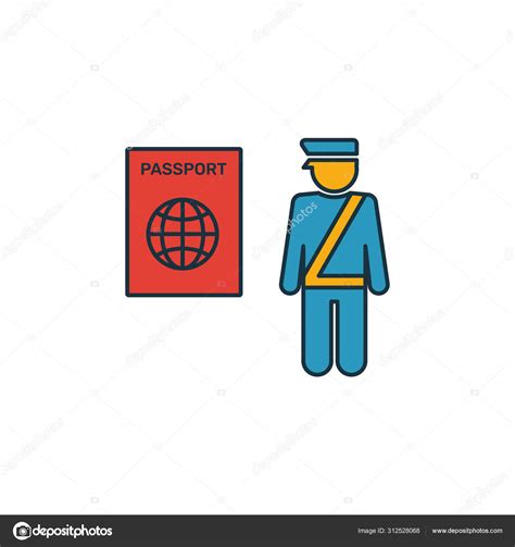 Passport Control Icon Outline Filled Creative Elemet From Airport