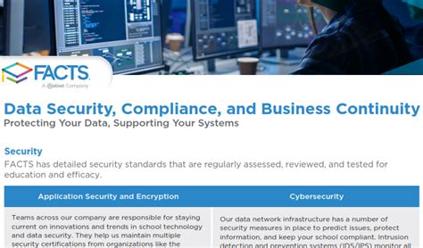 Data Security Compliance And Business Continuity Facts Management