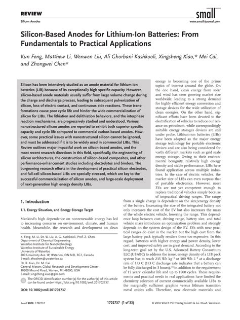 Pdf Silicon Based Anodes For Lithium Ion Batteries From Fundamentals