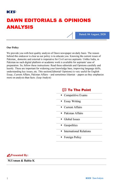 Dawn 04 August2020 By Musman And Rabia K Icep Dawn Editorials And Opinions Analysis Our Policy