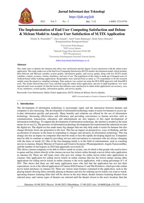 Pdf The Implementation Of End User Computing Satisfaction And Delone And Mclean Model To Analyze