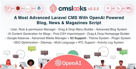 Cmslooks Laravel Cms With Openai Powered Blog News And Magazines Script Nullsto Best