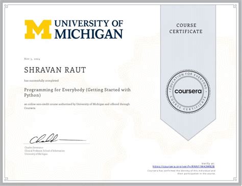Shravan Raut On Linkedin Universityofmichigan Python Coursera