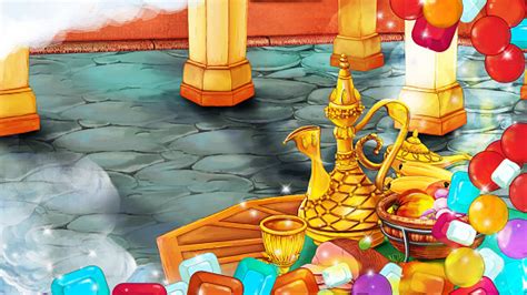 보물이 있는 중세 아랍어 방이 있는 만화 장면 보물 프레임이 있는 극동 장식품 다른 사용을 위한 무대 어린이를 위한 삽화 0명에 대한 스톡 벡터 아트 및 기타 이미지