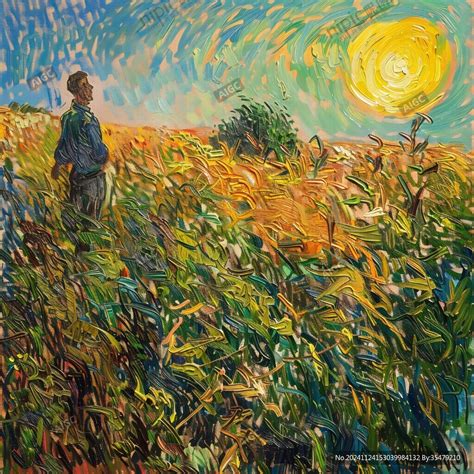 Ai创作图梵高油画风 梵高作品 梵高风景画 凡高油画 梵高画风 梵谷 梵高星夜 不朽的梵高 梵高印象派油画 麦田里的诗人 油画收割 麦田里的