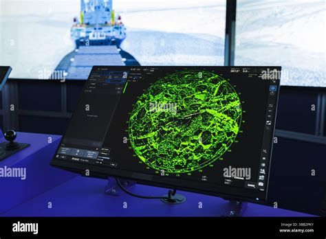 Ships Radar System On Its Bridge Showing An Active Display Used For Navigation At Sea A