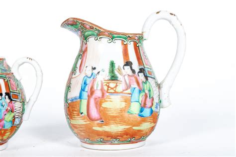 Antique Chinese Export Rose Medallion Porcelain Creamer And Sugar Bowl