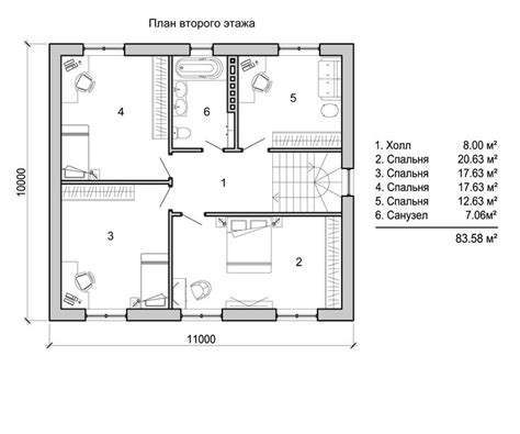 План второго этажа одноэтажного коттеджа жилой площадью 230м2 Дом Двухэтажные дома Проекты
