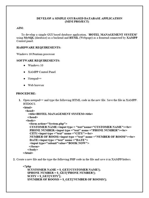 Mini Project Template Pdf Php Databases