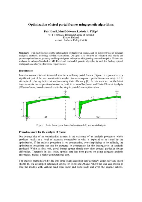 pdf optimization of steel portal frames using genetic algoritm