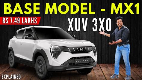 New Mahindra Xuv 3xo Mx1 Base Model Explained Rs 749 Lakhs Suv
