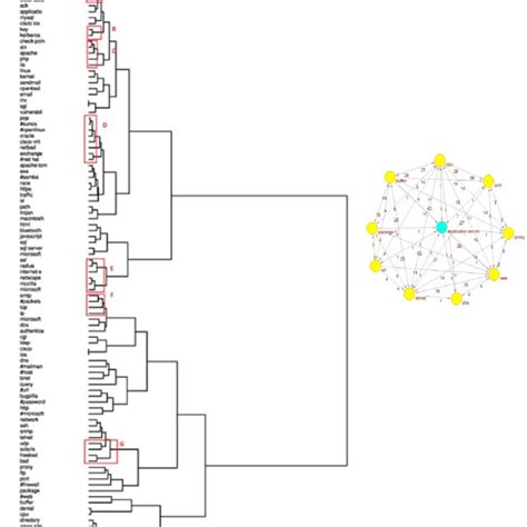 A Dendrogram Hierarchy Results Of Cve Concepts B Ego Network Of