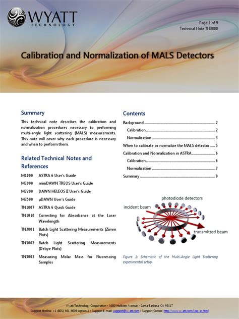 Tn3000 Calibration And Normalization Of Mals Detectors Rev A Pdf