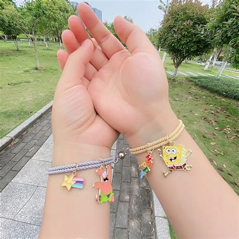 1pair Spongebob Squarepants Couple Bracelet Magnet Patrick Star Friendship Bracelet For Women