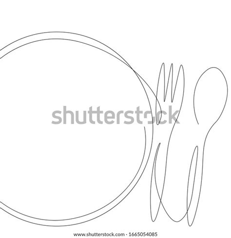 포크 스푼 선 그리기 벡터 그림 스톡 벡터로열티 프리 1665054085 Shutterstock
