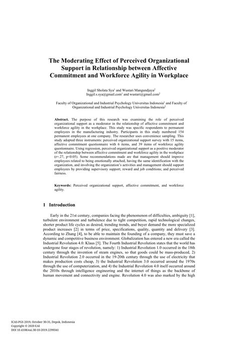Pdf The Moderating Effect Of Perceived Organizational Support In