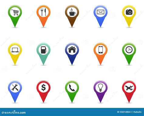 Color GPS And Navigation Pointer Icons Set Stock Vector Illustration Of Circle Collection