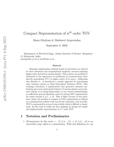 Pdf Compact Representation Of N Th Order Tgv