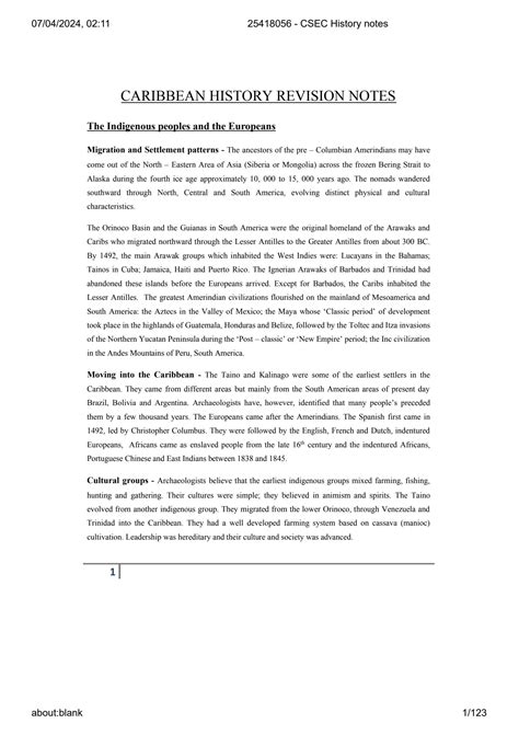 Solution Csec History Notes Studypool