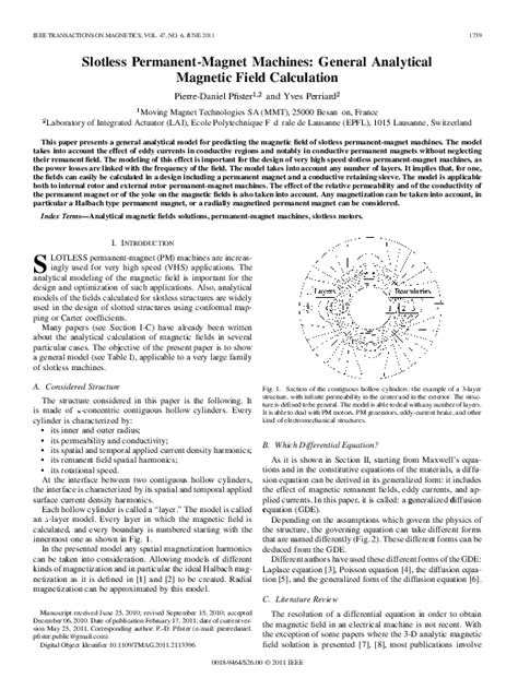 Pdf Slotless Permanent Magnet Machines General Analytical Magnetic