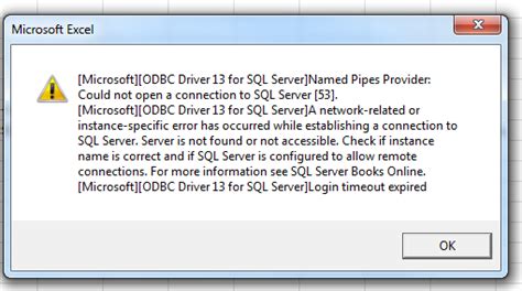 Excel Odbc Connection To Microsoft Sql Server Stack Overflow
