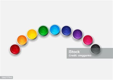 무지개 색으로 설정된 아크릴 페인트 컬렉션인 구아슈가 있는 주석 예술 배경에 대한 디자인 요소 벡터 일러스트 레이션 Eps10 0명에 대한 스톡 벡터 아트 및 기타 이미지