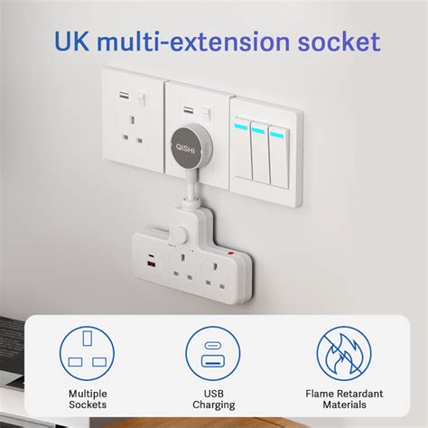 UK Household Extension Cord Multi Power Socket USB Socket Smart Plug Outlets Power Board
