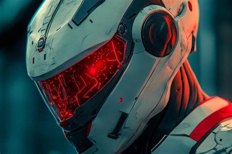 futuristic android with red visor highlighting advanced robotics ai and