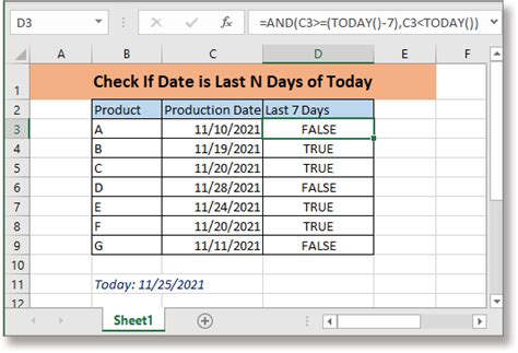 Excel Formula Check If Date Is Last N Day Of Today