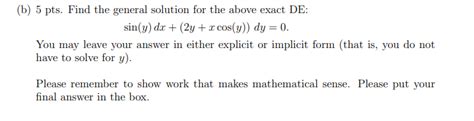 Solved B 5 ﻿pts ﻿find The General Solution For The Above