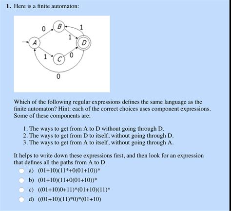 solved 1 here is a finite automaton which of the following