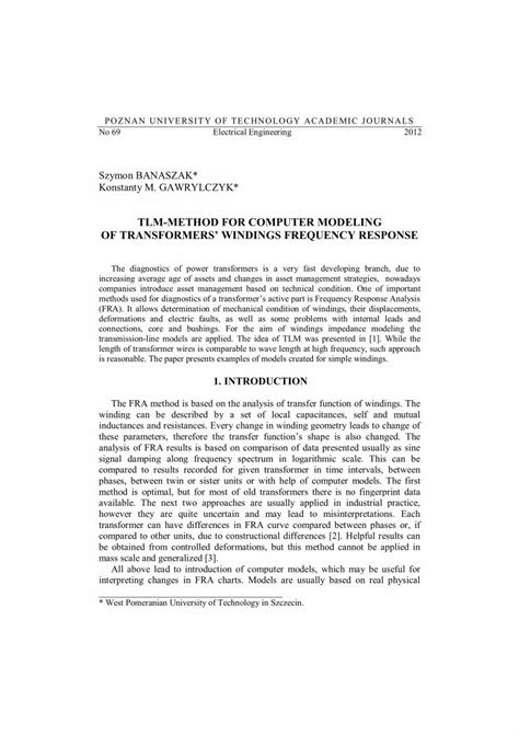 Pdf Tlm Method For Computer Modeling Of … Journals Poznan Tlm