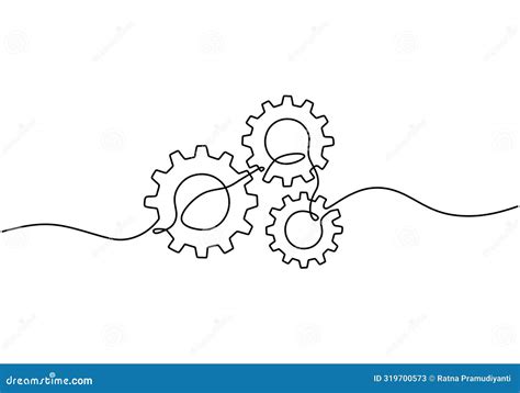 Gears Continuous Single Line Drawing Stock Vector Illustration Of Cogwheel Single 319700573