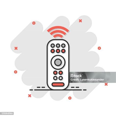 만화 스타일의 리모컨 아이콘 흰색 격리 된 배경에 적외선 컨트롤러 벡터 만화 그림 Tv 키패드 비즈니스 컨셉 스플래시 효과