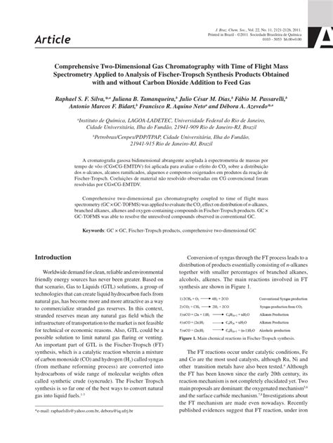 Pdf Comprehensive Two Dimensional Gas Chromatography With Time Of Flight Mass Spectrometry