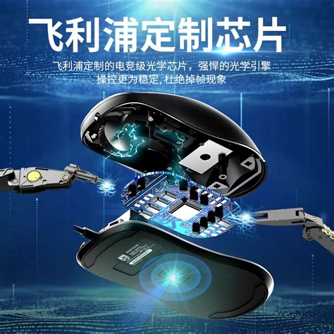 飞利浦鼠标有线usb无声静音游戏电竞办公商务台式电脑笔记本通用 虎窝淘