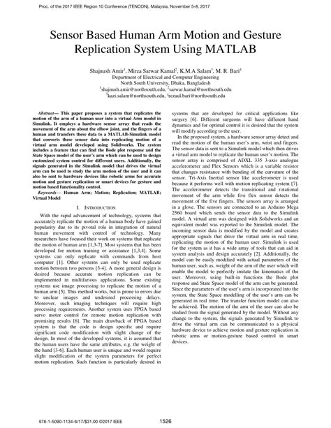 Pdf Sensor Based Human Arm Motion And Gesture Replication System