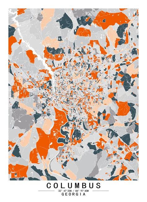 Columbus Georgia Usa Creative Color Block Map Decor Serie Stock