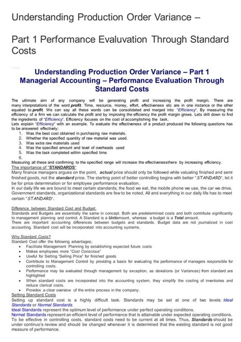 Understanding SAP Production Order Variance DOCX