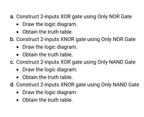 Solved A Construct Inputs XOR Gate Using Only NOR Gate Chegg