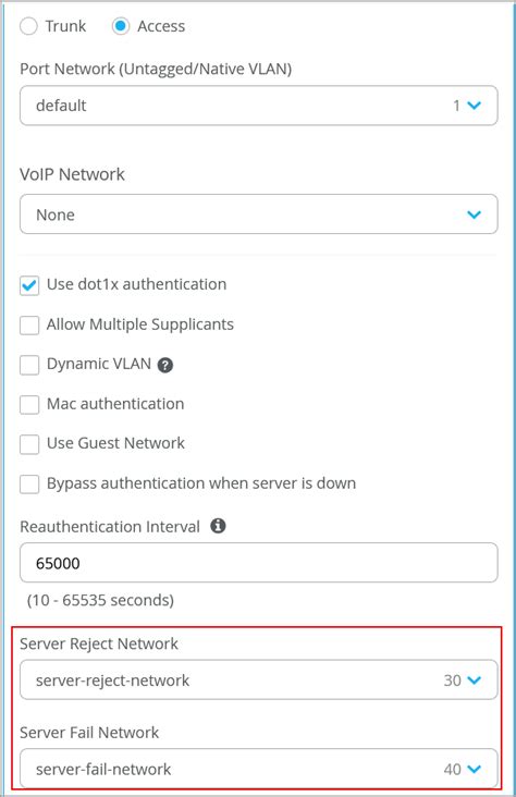 Server Fail Reject Vlan Mist