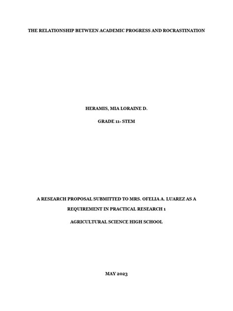 The Relationship Between Academic Progress And Procrastination Pdf