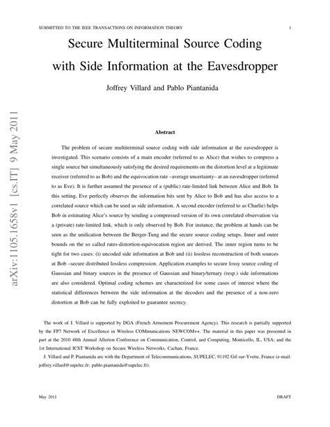 pdf secure multiterminal source coding with side information at the