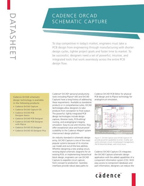 Cadence Orcad Schematic Capture Cadence Cadence Design