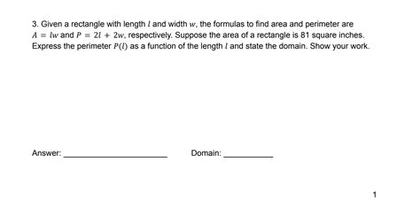 Solved Given A Rectangle With Length L And Width W The Chegg