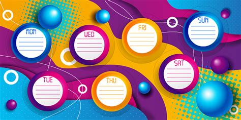 주간 일기 현대적인 스타일의 계획 개념 밝은 추상적인 기하학적 미래 배경에 종이 노트 0명에 대한 스톡 벡터 아트 및 기타 이미지 Istock