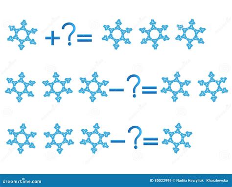 Action Relationship Of Addition And Subtraction Examples With Snowflakes Stock Vector