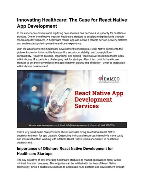 Modernize Healthcare Services With React Native Development Pdf