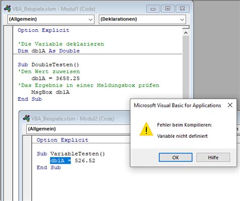 Vba Datentyp Double Dim Variable Automate Excel